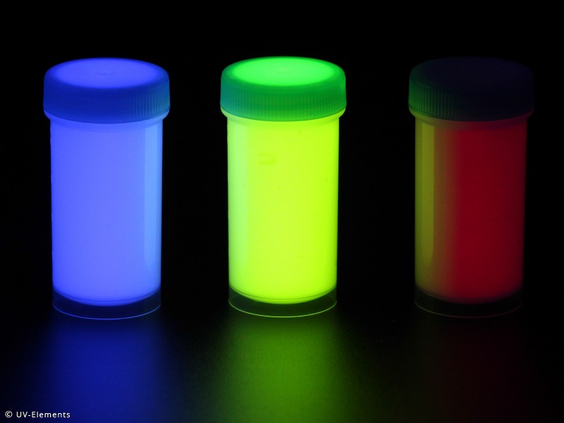 Invisible UV active fluorescent body paint set 5 (3x100ml colors: blue ...